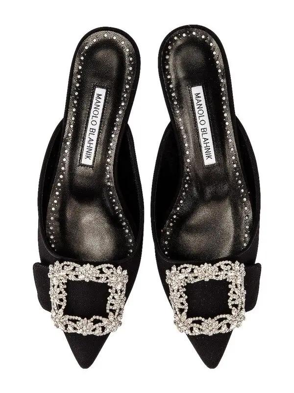 Manolo Blahnik Maysale 10 Jewel Mules - Black