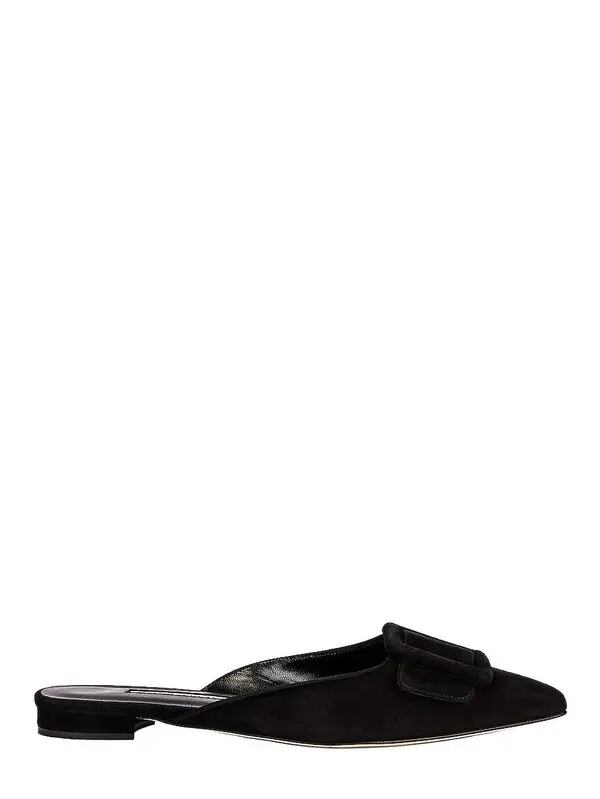 Manolo Blahnik Maysale 10 Suede Mule - Black