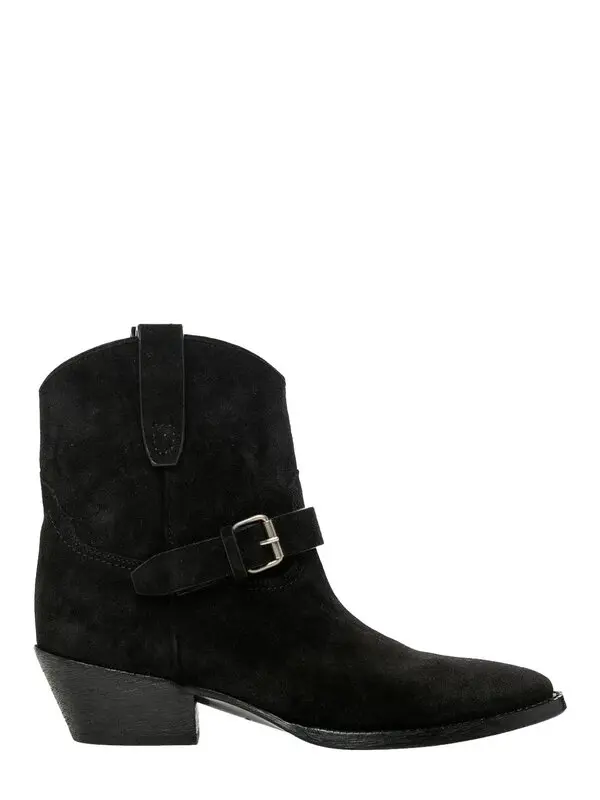 Saint Laurent West Buckled Boots - Black