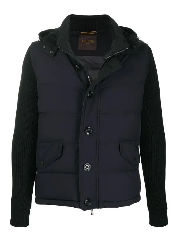 MOORER Padded Contrast Jacket - Blue