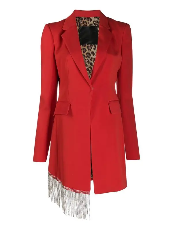 Philipp Plein Crystal Fringe Blazer - Red