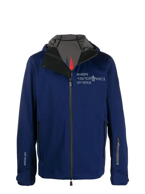 Moncler Logo Print Zip-up Jacket - Blue