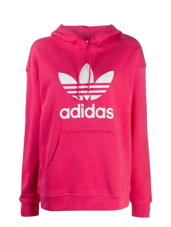 Adidas Logo Print Hoodie - Pink