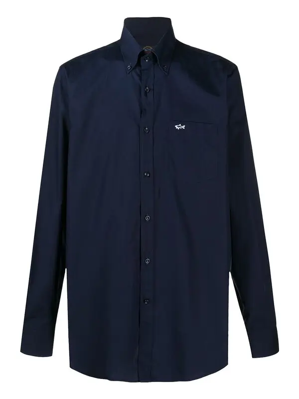 Paul & Shark Logo Embroidered Button-down Shirt - Blue