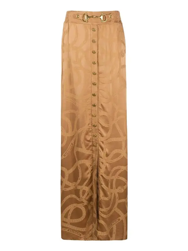 Balmain Chain Logo Jacquard Maxi Skirt - Neutrals