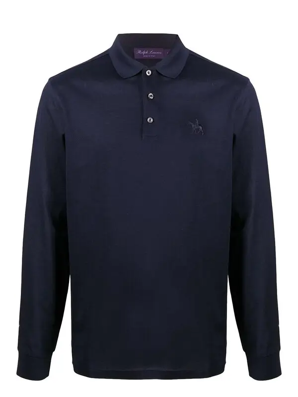Ralph Lauren Purple Label Long-sleeved Logo Polo Shirt - Blue