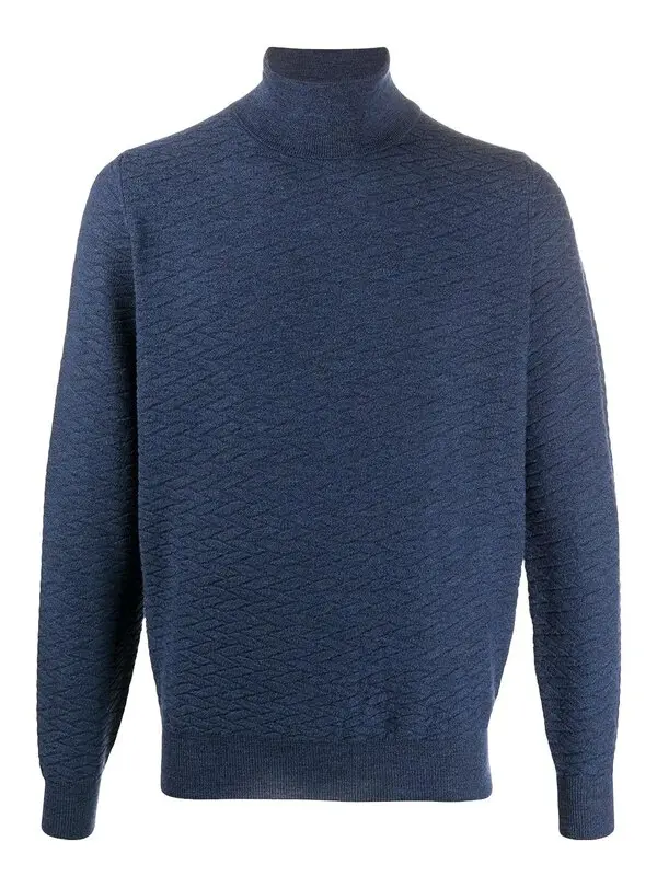 Canali Ribbed Wool Jumper - Blue