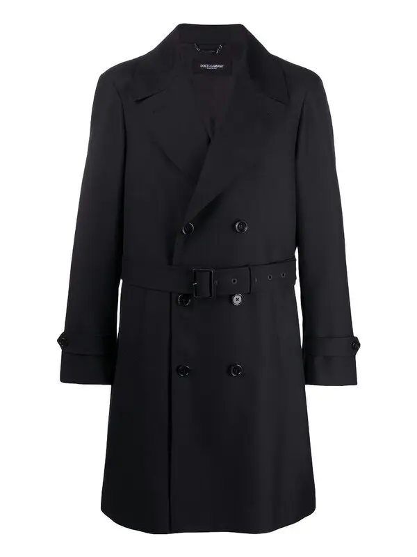 Dolce & Gabbana Belted Trench Coat - Black