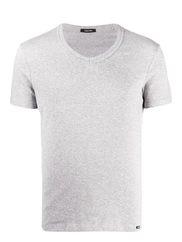 TOM FORD Logo Patch V-neck T-shirt - Grey
