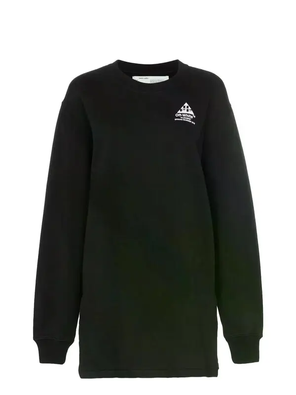 Off-White Floral Arrow Print Cotton Sweatshirt Dress - Black