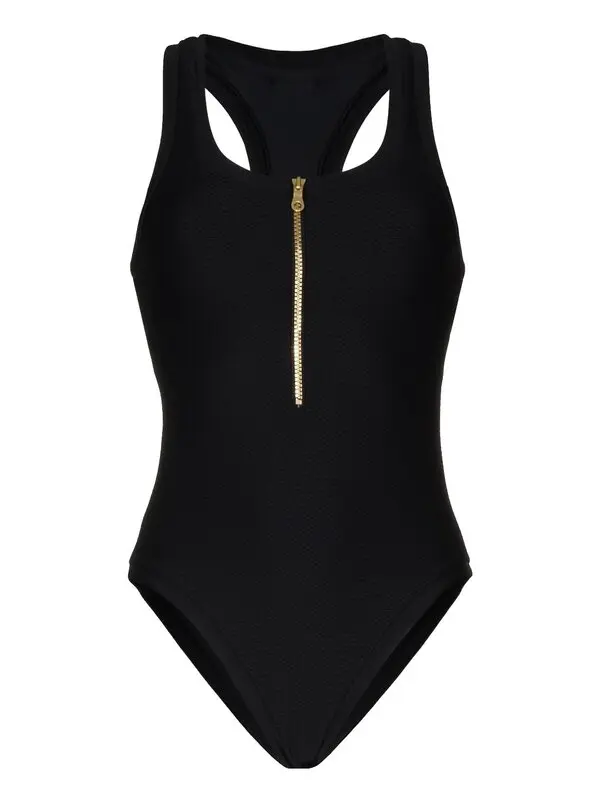 Heidi Klein Zip-fastening Textured Swimsuit - Black