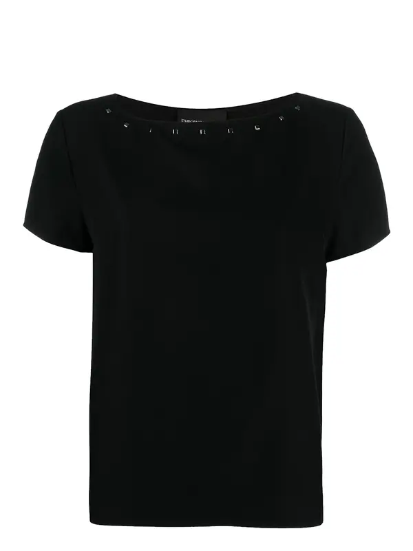 Emporio Armani Studded Boatneck T-shirt - Black