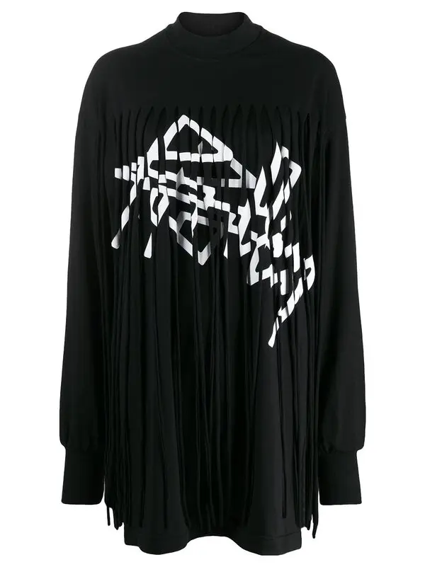 Palm Angels Two-tone Fringed Dress - Black