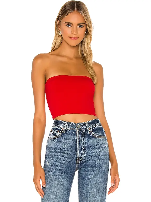 Susana Monaco Strapless Crop Top - Perfect Red