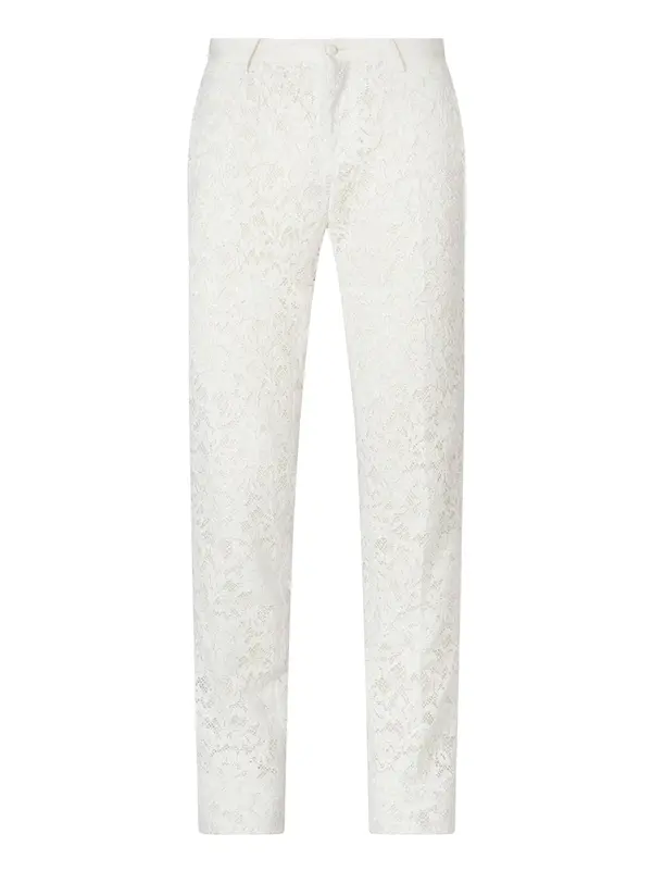 Dolce & Gabbana Cordonetto-lace Trousers - White