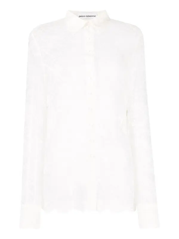 Rabanne Sheer Lace Shirt - White