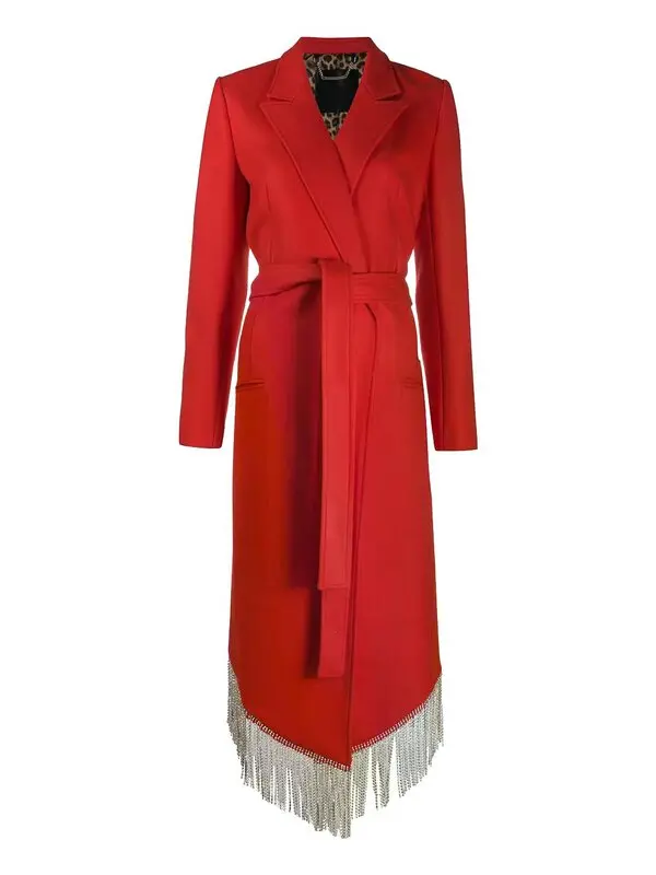 Philipp Plein Nara Crystal Fringe Coat - Red