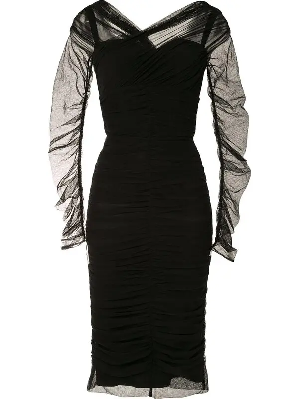 Dolce & Gabbana Draped Midi Dress - Black