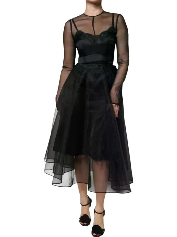 Dolce & Gabbana Draped Midi Dress - Black