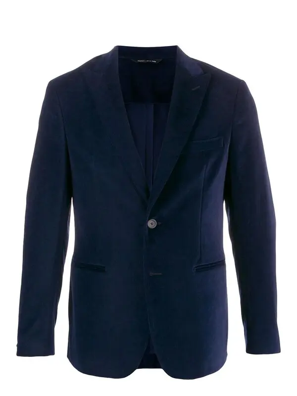 TONELLO Slim Fit Velvet Blazer - Blue
