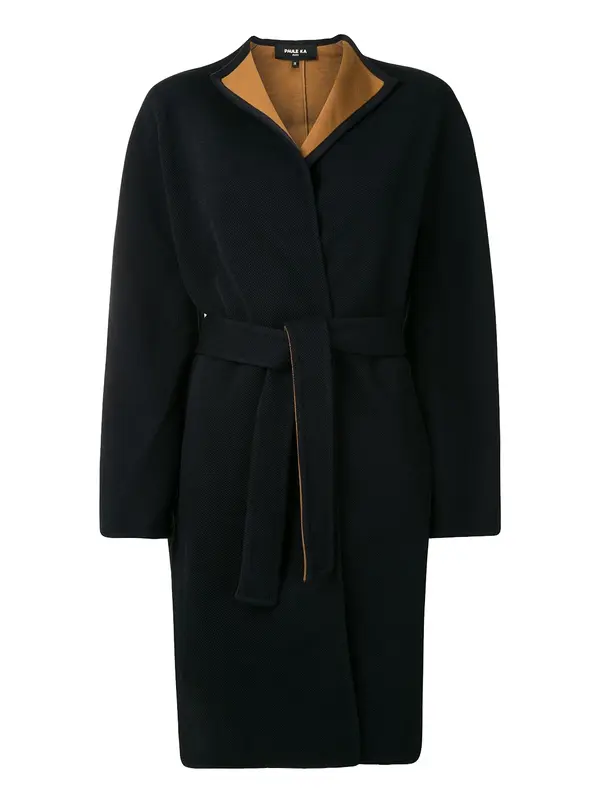 Paule Ka Belted Virgin Wool-blend Coat - Blue