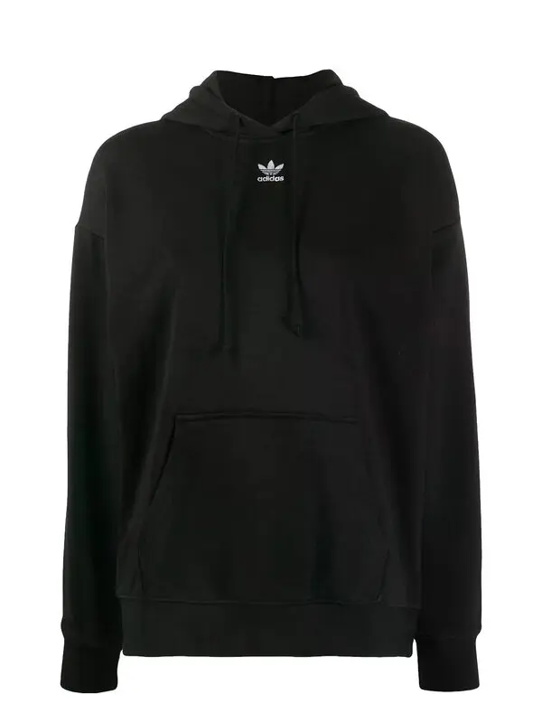 Adidas Embroidered Logo Drawstring Hoodie - Black