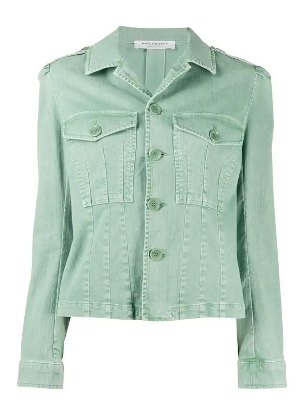 Philosophy Di Lorenzo Serafini Fitted Denim Jacket - Green