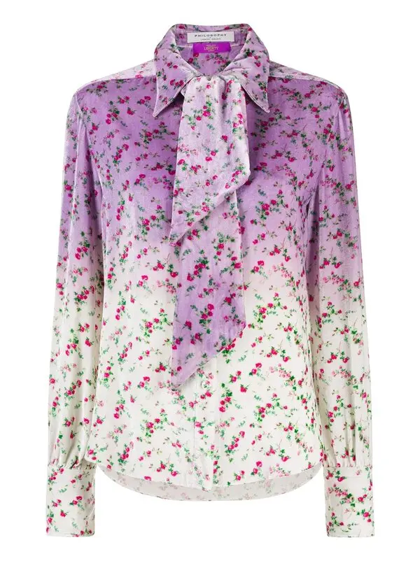 Philosophy Di Lorenzo Serafini Ombré Floral Print Blouse - Purple