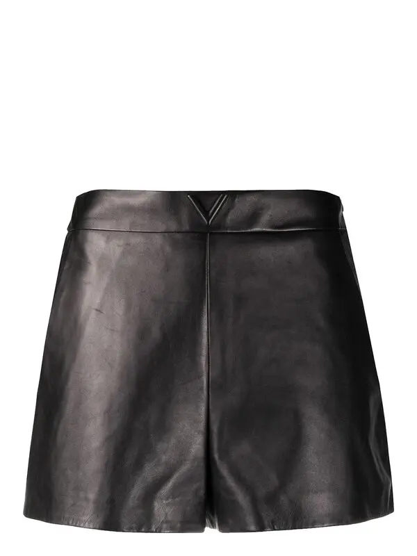 Valentino Garavani High-waisted Leather Shorts - Black