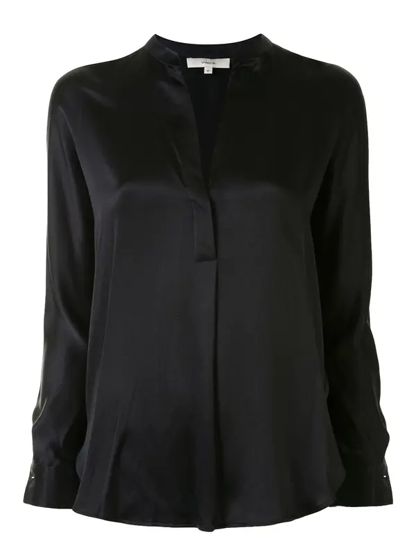 Vince Silk V-neck Blouse - Black