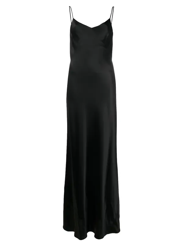 Galvan Satin V-neck Slip Dress - Black