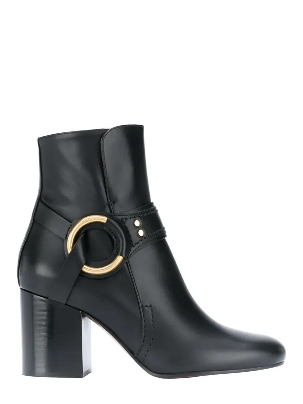 Chloé Ring Detail Leather Boots - Black