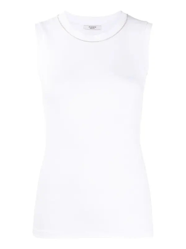 Peserico Beaded-trim Tank Top - White