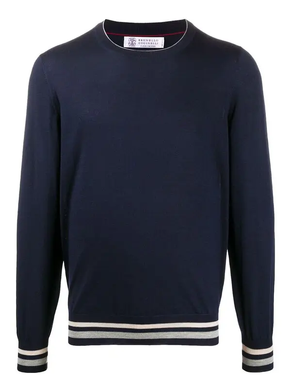 Brunello Cucinelli Crew Neck Virgin Wool-cashmere Sweater - Blue