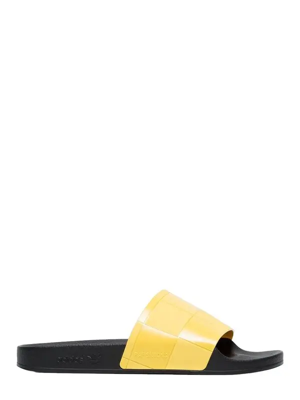 Adidas By Raf Simons Adilette Checkerboard Slides - Yellow