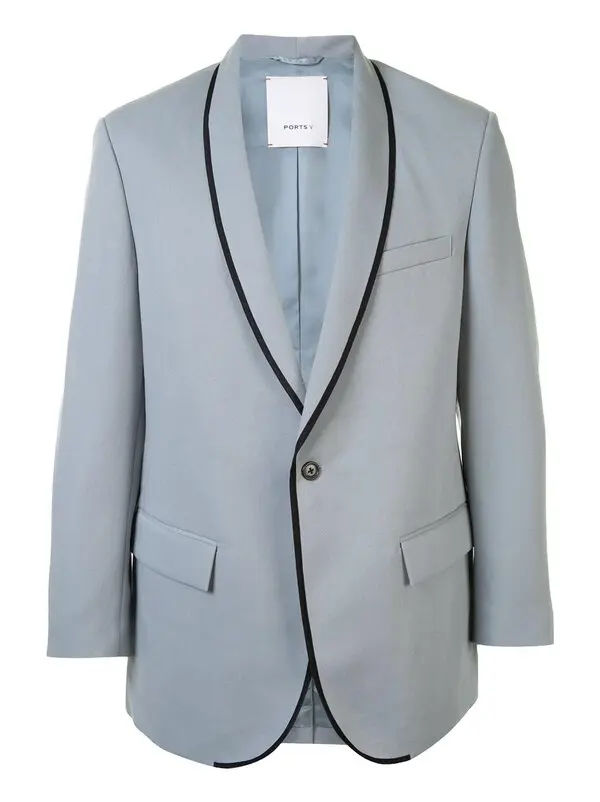 PORTS V Shawl-lapel Single-breasted Blazer - Blue