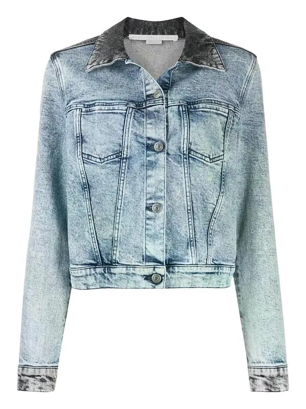 Stella McCartney Two-tone Cropped Denim Jacket - Black