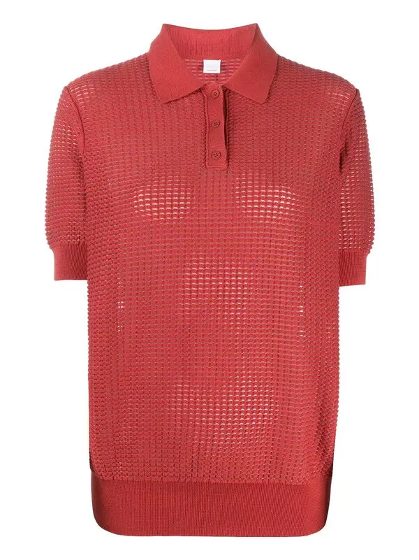 BOSS Knitted Polo Top - Red