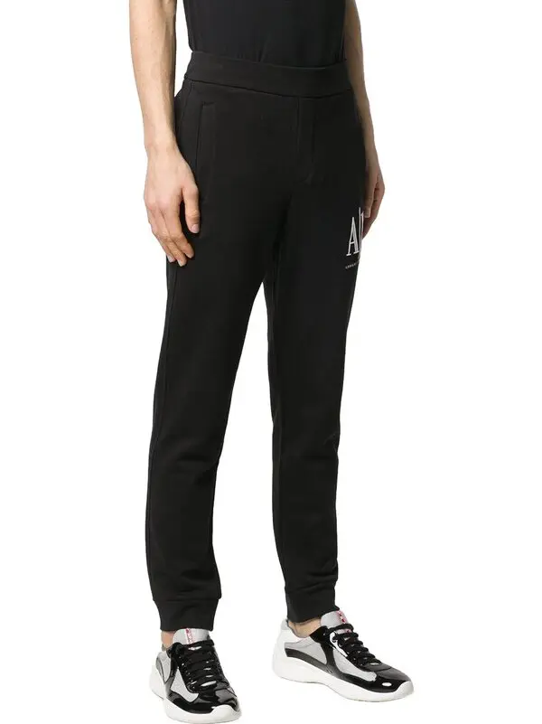 Armani Exchange Logo Embroidered Track Pants - Black