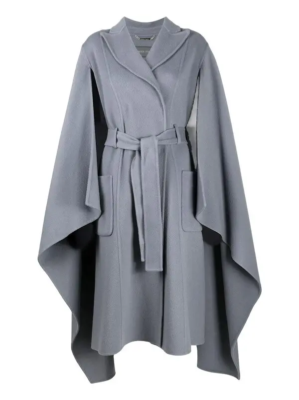 Alberta Ferretti Double-breasted Virgin Wool-blend Cape Coat - Blue