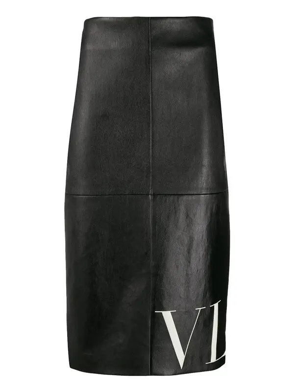 Valentino Garavani Pencil Skirt With Vltn Print - Black