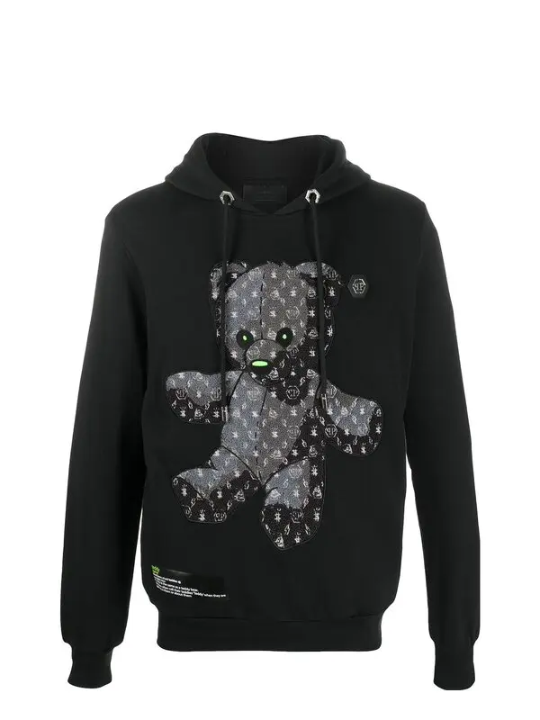 Philipp Plein Teddy Bear Hoodie - Black