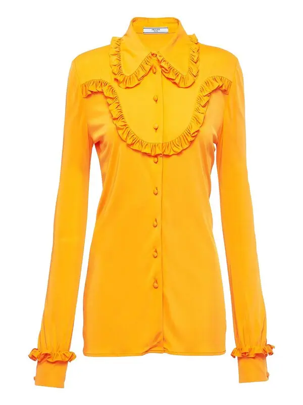 Prada Ruffled Button-up Shirt - Orange