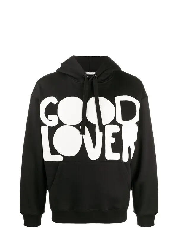 Valentino Garavani Lettering Print Hoodie - Black