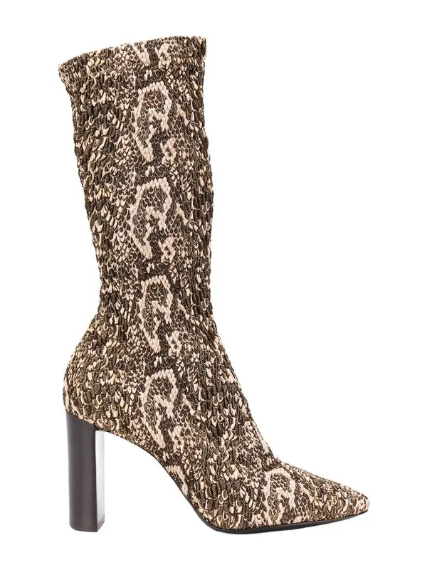 Saint Laurent Snake-print Elasticated Boots - Brown