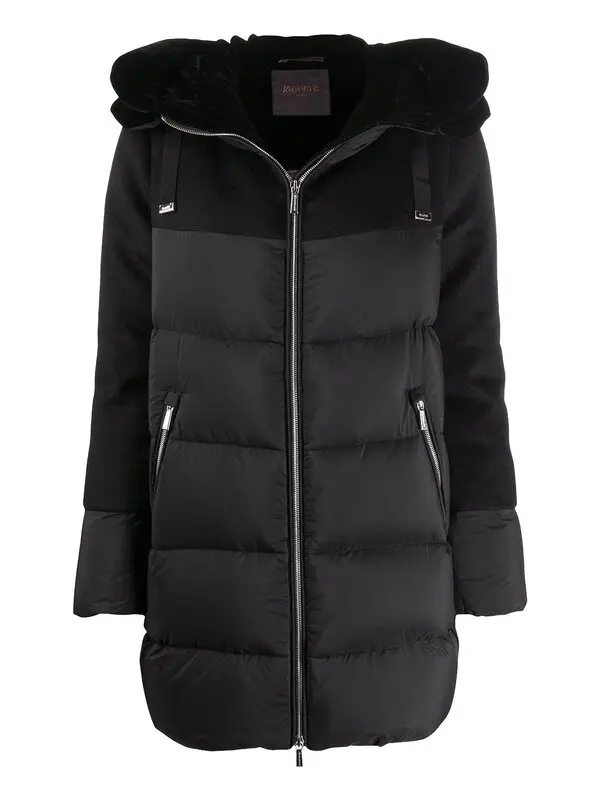 MOORER Felt-panelled Puffer Coat - Black