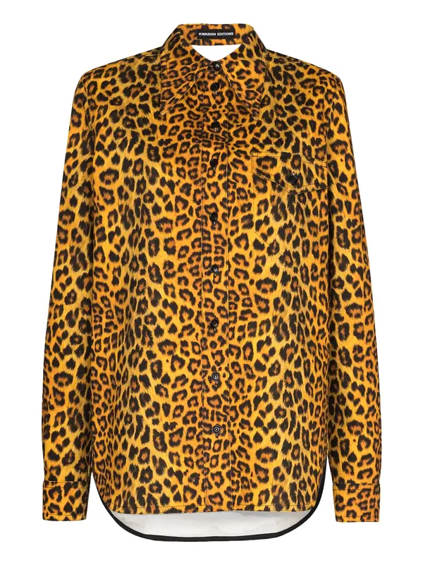 Kwaidan Editions Leopard-print Denim Shirt - Yellow