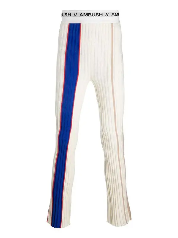 AMBUSH Logo Band Ribbed Trousers - White