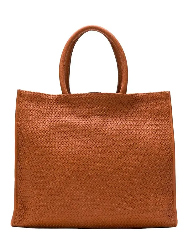 STUDIO CHOFAKIAN Leather Woven Tote Bag - Brown
