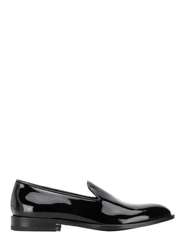 SCAROSSO George Patent Leather Slippers - Black